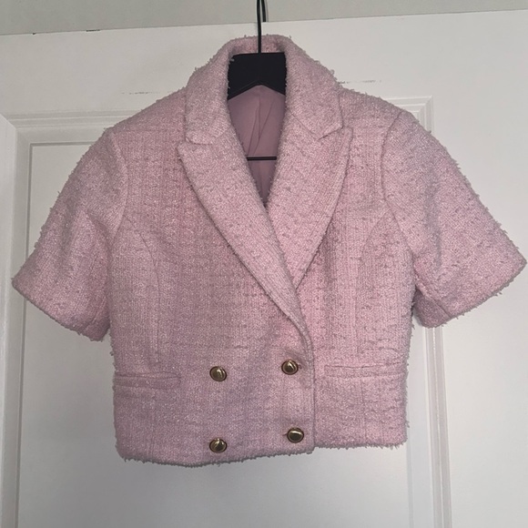 Jackets & Coats | Barbie Pink Express Crop Tweed Jacket Nwt | Poshmark